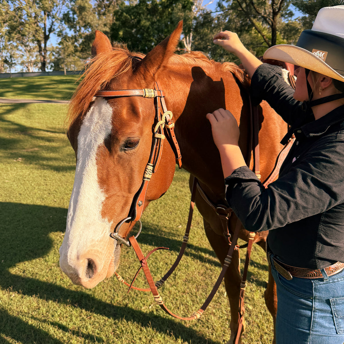 Ezy Ride Bridle Brow with Rawhide Knots and Buckles – Toptac International