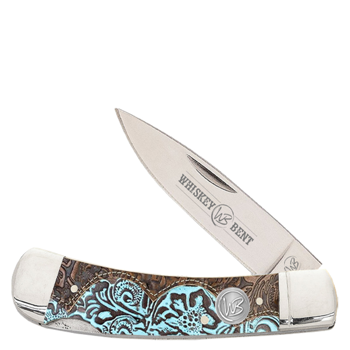 Whiskey Bent Trapper Pocket Knife Single Locking Blade - Tooled Countr ...