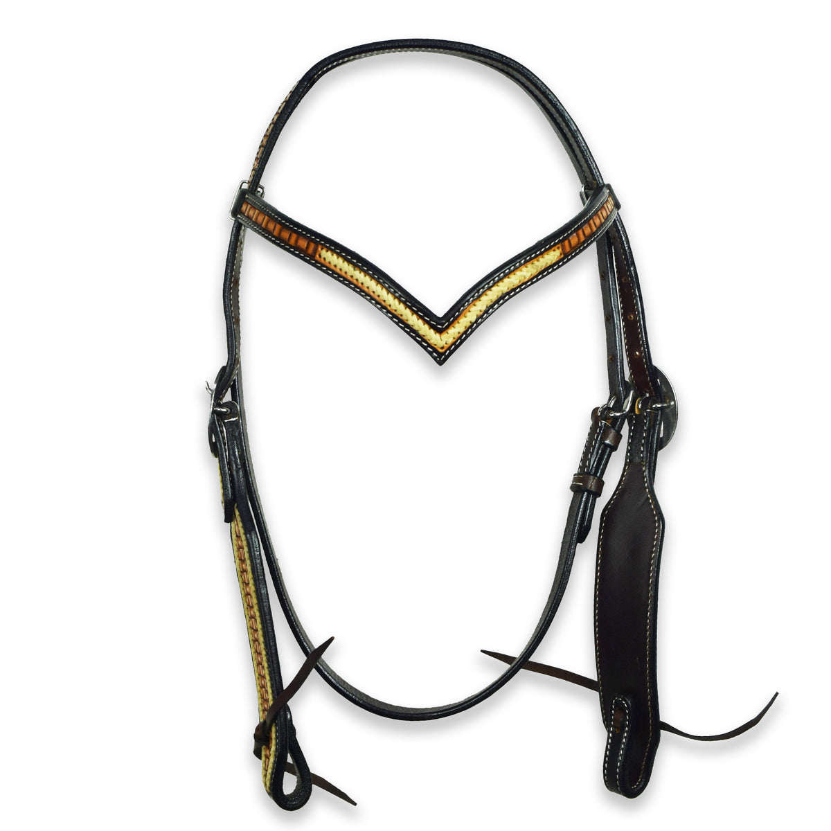 Ezy Ride Bridle V Brow with Rawhide Lacing Two Tone – Toptac International