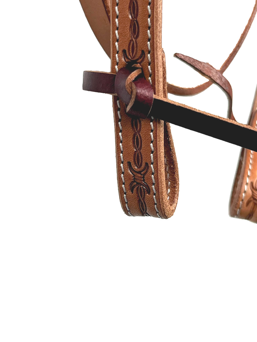 Ezy Ride Bridle with Futurity Knot and Barbwire Stamping Natural ...