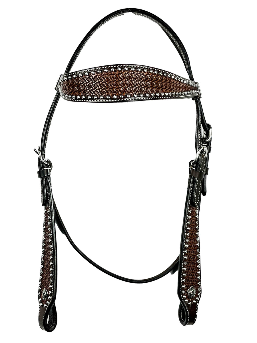 Ezy Ride Bridle Shaped Brow with Dots and Stamping Dark Brown – Toptac ...