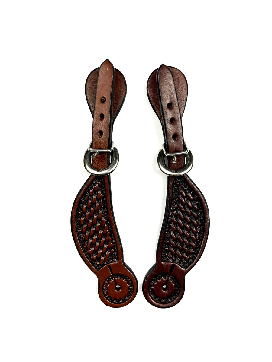 Ezy Ride Spur Strap with Basket Stamped Dark Tan Youth – Toptac ...